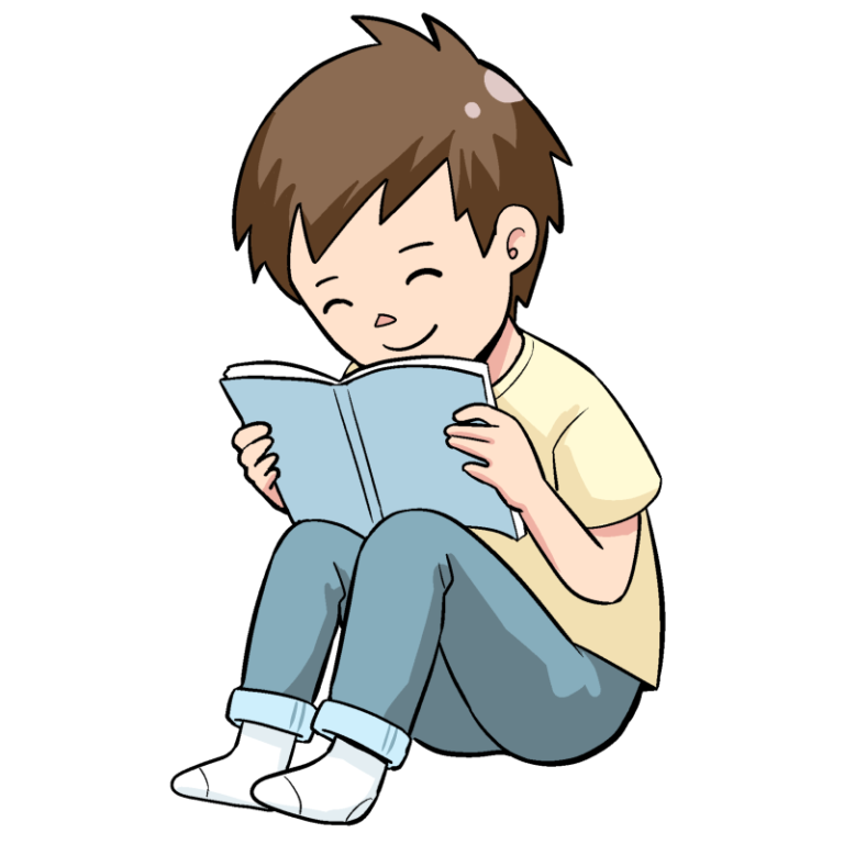本を読む男性 イラストクラウド